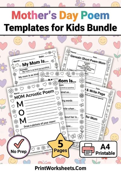 Mother’s Day Poem Templates For Kids Printable PDF