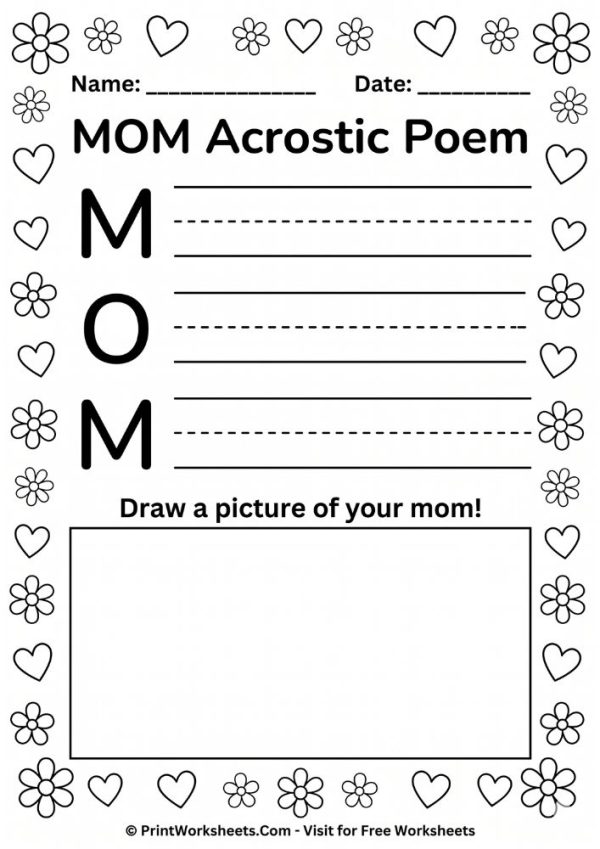 Mother’s Day Poem Templates For Kids Printable PDF